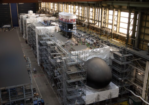 Virginia-class submarine Oklahoma achieves pressure hull complete